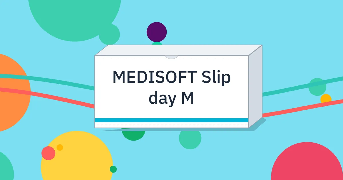 Symbolbild: Packung mit der Aufschrift MEDISOFT Slip day M (PZN 20174788) – Verfügbarkeit und Bezug in Apotheken in Frankfurt am Main