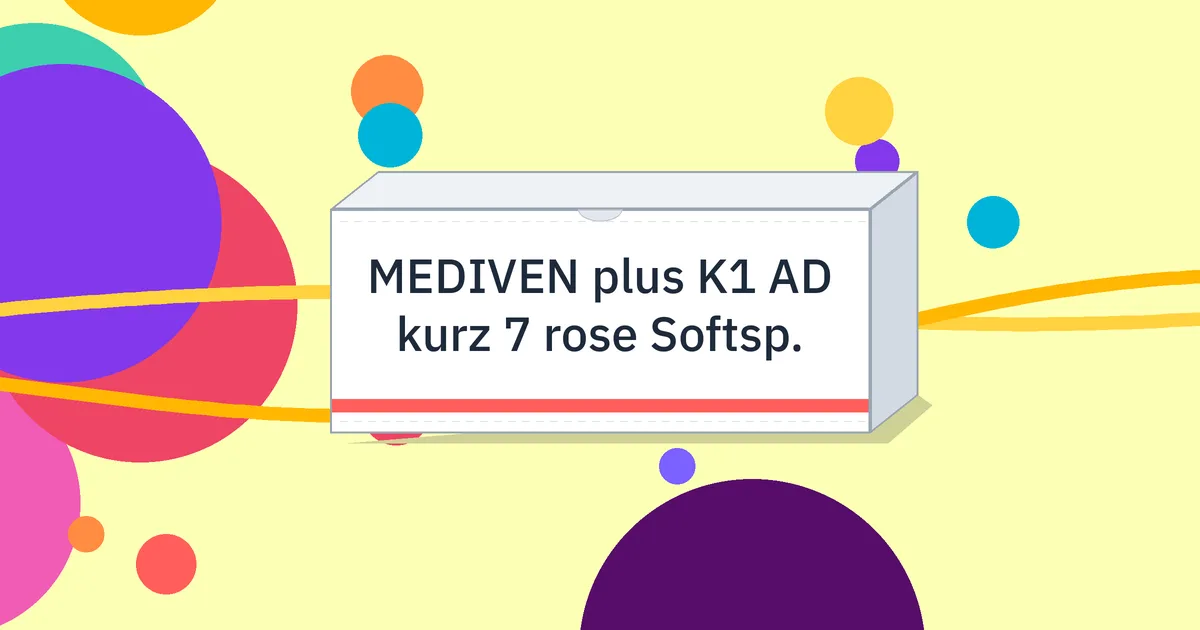Symbolbild: Packung mit der Aufschrift MEDIVEN plus K1 AD kurz 7 rose Softsp. (PZN 15044322) – Verfügbarkeit und Bezug in Apotheken in Frankfurt am Main