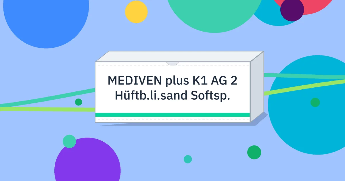 Symbolbild: Packung mit der Aufschrift MEDIVEN plus K1 AG 2 Hüftb.li.sand Softsp. (PZN 18938758) – Verfügbarkeit und Bezug in Apotheken in Frankfurt am Main