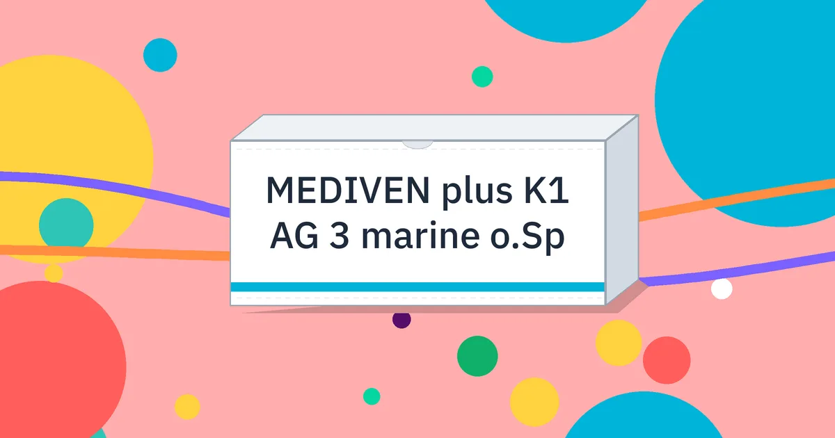 Symbolbild: Packung mit der Aufschrift MEDIVEN plus K1 AG 3 marine o.Sp (PZN 15055403) – Verfügbarkeit und Bezug in Apotheken in Frankfurt am Main