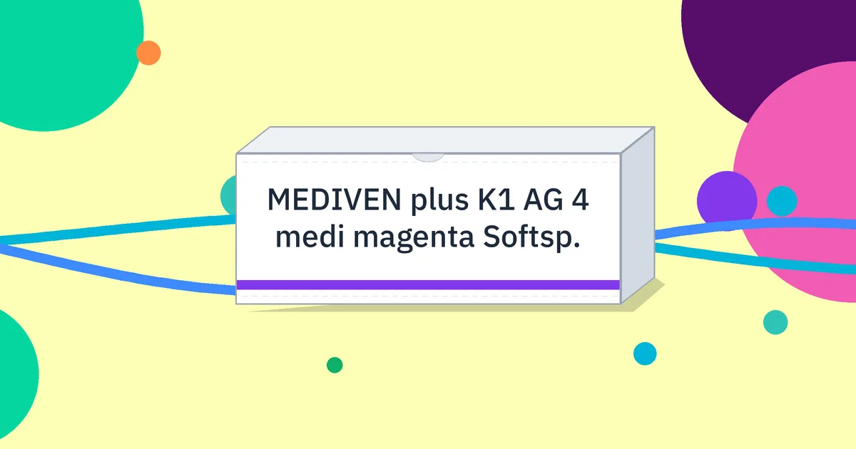 Symbolbild: Packung mit der Aufschrift MEDIVEN plus K1 AG 4 medi magenta Softsp. (PZN 15056420) – Verfügbarkeit und Bezug in Apotheken in Frankfurt am Main