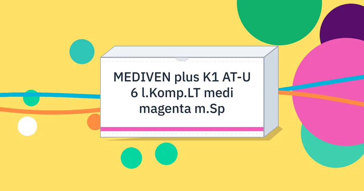 Symbolbild: Packung mit der Aufschrift MEDIVEN plus K1 AT-U 6 l.Komp.LT medi magenta m.Sp (PZN 15033494) – Verfügbarkeit und Bezug in Apotheken in Frankfurt am Main