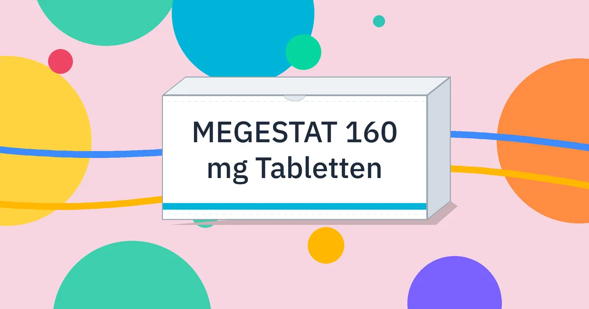 Symbolbild: Packung mit der Aufschrift MEGESTAT 160 mg Tabletten (PZN 11055671) – Verfügbarkeit und Bezug in Apotheken in Frankfurt am Main