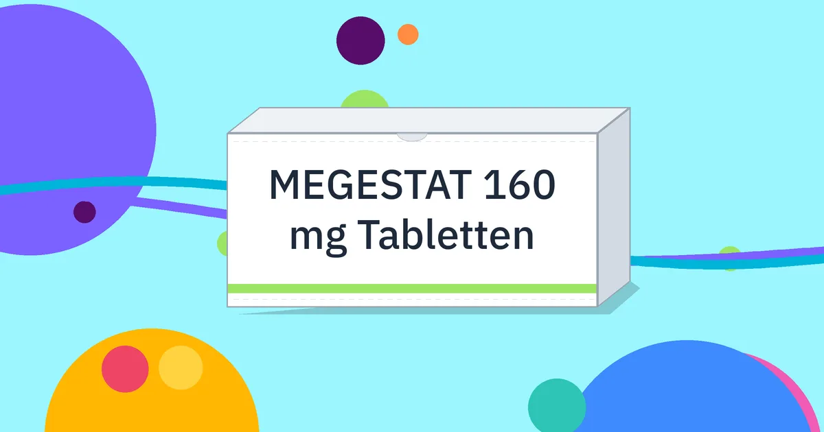 Symbolbild: Packung mit der Aufschrift MEGESTAT 160 mg Tabletten (PZN 12637665) – Verfügbarkeit und Bezug in Apotheken in Frankfurt am Main