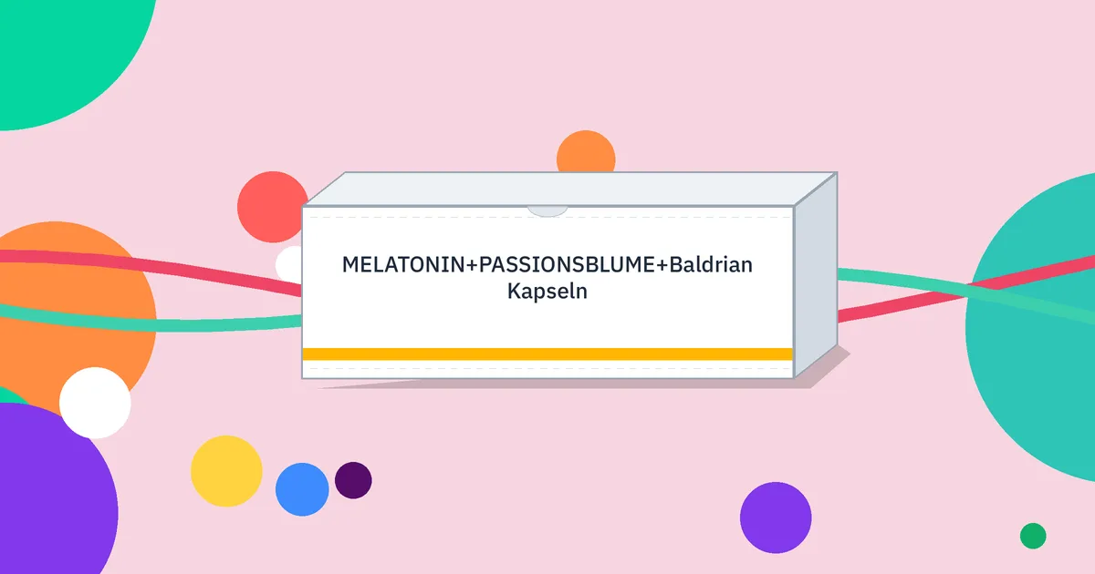 Symbolbild: Packung mit der Aufschrift MELATONIN+PASSIONSBLUME+Baldrian Kapseln (PZN 18060296) – Verfügbarkeit und Bezug in Apotheken in Frankfurt am Main