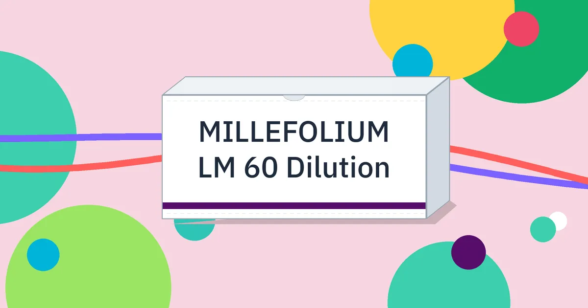 Symbolbild: Packung mit der Aufschrift MILLEFOLIUM LM 60 Dilution (PZN 13608223) – Verfügbarkeit und Bezug in Apotheken in Frankfurt am Main