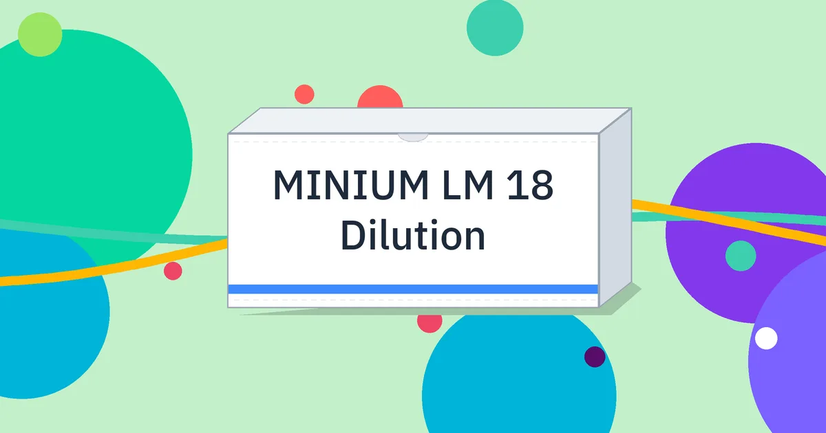 Symbolbild: Packung mit der Aufschrift MINIUM LM 18 Dilution (PZN 13608921) – Verfügbarkeit und Bezug in Apotheken in Frankfurt am Main