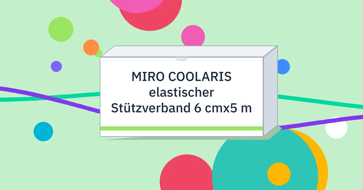 Symbolbild: Packung mit der Aufschrift MIRO COOLARIS elastischer Stützverband 6 cmx5 m (PZN 07105452) – Verfügbarkeit und Bezug in Apotheken in Frankfurt am Main