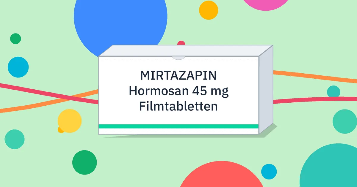 Symbolbild: Packung mit der Aufschrift MIRTAZAPIN Hormosan 45 mg Filmtabletten (PZN 04232291) – Verfügbarkeit und Bezug in Apotheken in Frankfurt am Main