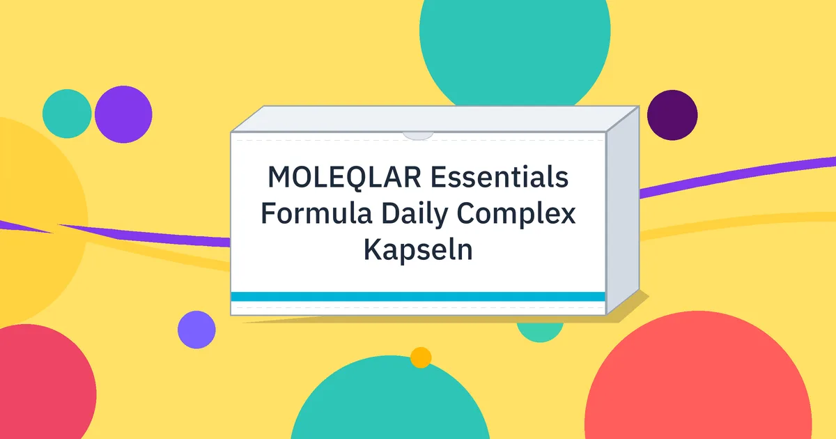 Symbolbild: Packung mit der Aufschrift MOLEQLAR Essentials Formula Daily Complex Kapseln (PZN 20584173) – Verfügbarkeit und Bezug in Apotheken in Frankfurt am Main