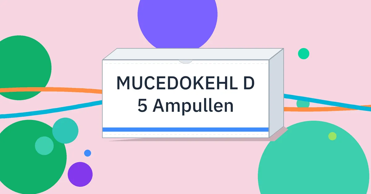 Symbolbild: Packung mit der Aufschrift MUCEDOKEHL D 5 Ampullen (PZN 03483789) – Verfügbarkeit und Bezug in Apotheken in Frankfurt am Main