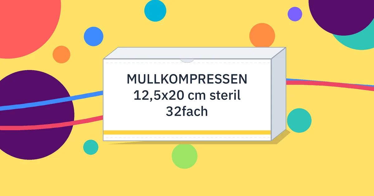 Symbolbild: Packung mit der Aufschrift MULLKOMPRESSEN 12,5x20 cm steril 32fach (PZN 12349239) – Verfügbarkeit und Bezug in Apotheken in Frankfurt am Main