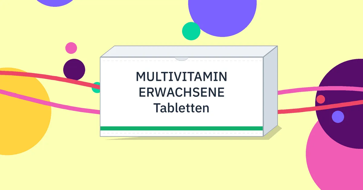 Symbolbild: Packung mit der Aufschrift MULTIVITAMIN ERWACHSENE Tabletten (PZN 10823406) – Verfügbarkeit und Bezug in Apotheken in Frankfurt am Main