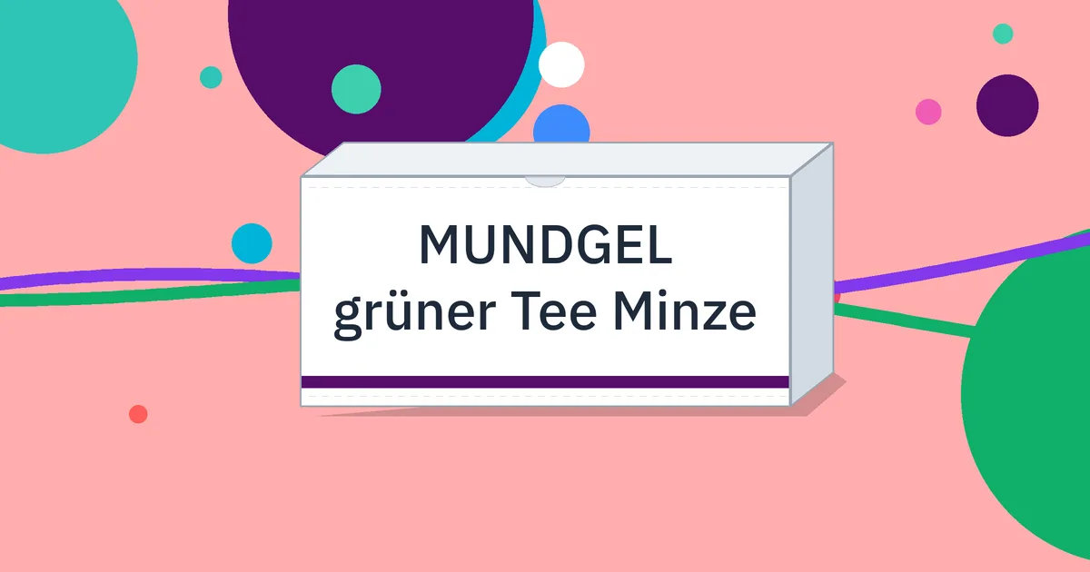 Symbolbild: Packung mit der Aufschrift MUNDGEL grüner Tee Minze (PZN 10748308) – Verfügbarkeit und Bezug in Apotheken in Frankfurt am Main