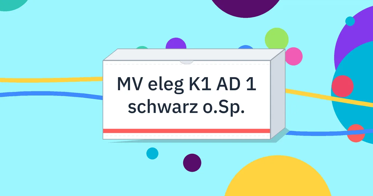 Symbolbild: Packung mit der Aufschrift MV eleg K1 AD 1 schwarz o.Sp. (PZN 00333285) – Verfügbarkeit und Bezug in Apotheken in Frankfurt am Main