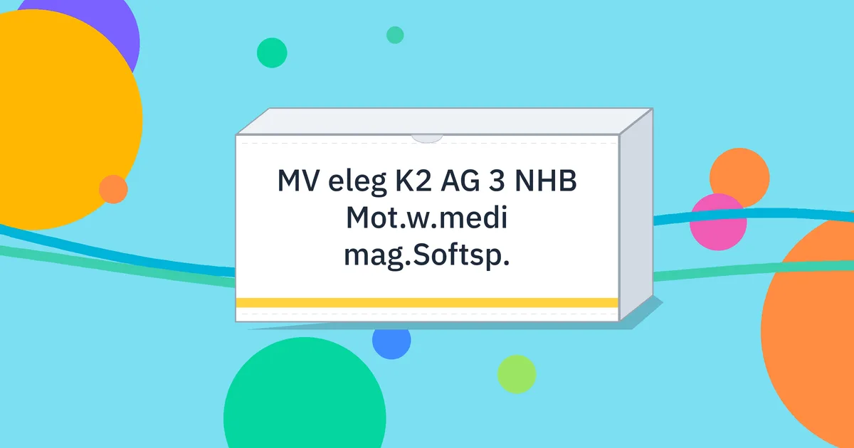 Symbolbild: Packung mit der Aufschrift MV eleg K2 AG 3 NHB Mot.w.medi mag.Softsp. (PZN 15726820) – Verfügbarkeit und Bezug in Apotheken in Frankfurt am Main
