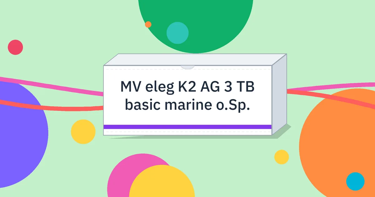 Symbolbild: Packung mit der Aufschrift MV eleg K2 AG 3 TB basic marine o.Sp. (PZN 14613410) – Verfügbarkeit und Bezug in Apotheken in Frankfurt am Main