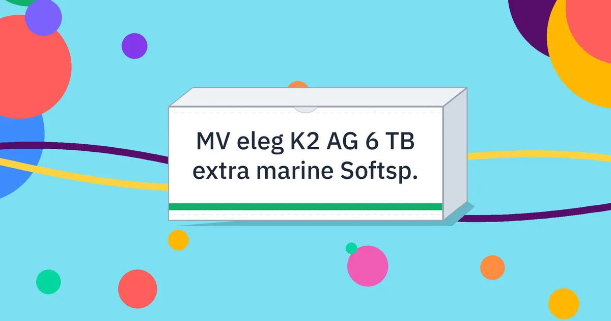 Symbolbild: Packung mit der Aufschrift MV eleg K2 AG 6 TB extra marine Softsp. (PZN 14610759) – Verfügbarkeit und Bezug in Apotheken in Frankfurt am Main