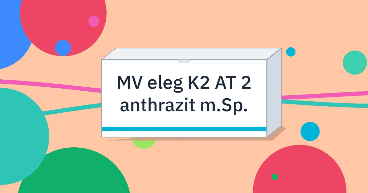 Symbolbild: Packung mit der Aufschrift MV eleg K2 AT 2 anthrazit m.Sp. (PZN 00642810) – Verfügbarkeit und Bezug in Apotheken in Frankfurt am Main