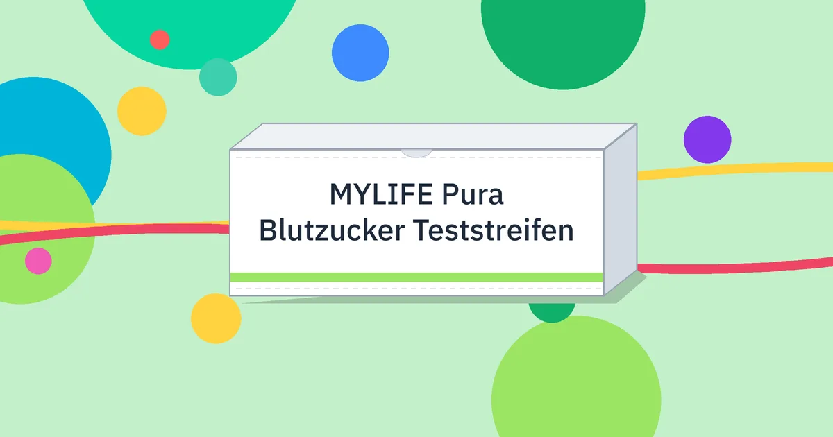 Symbolbild: Packung mit der Aufschrift MYLIFE Pura Blutzucker Teststreifen (PZN 11229496) – Verfügbarkeit und Bezug in Apotheken in Frankfurt am Main