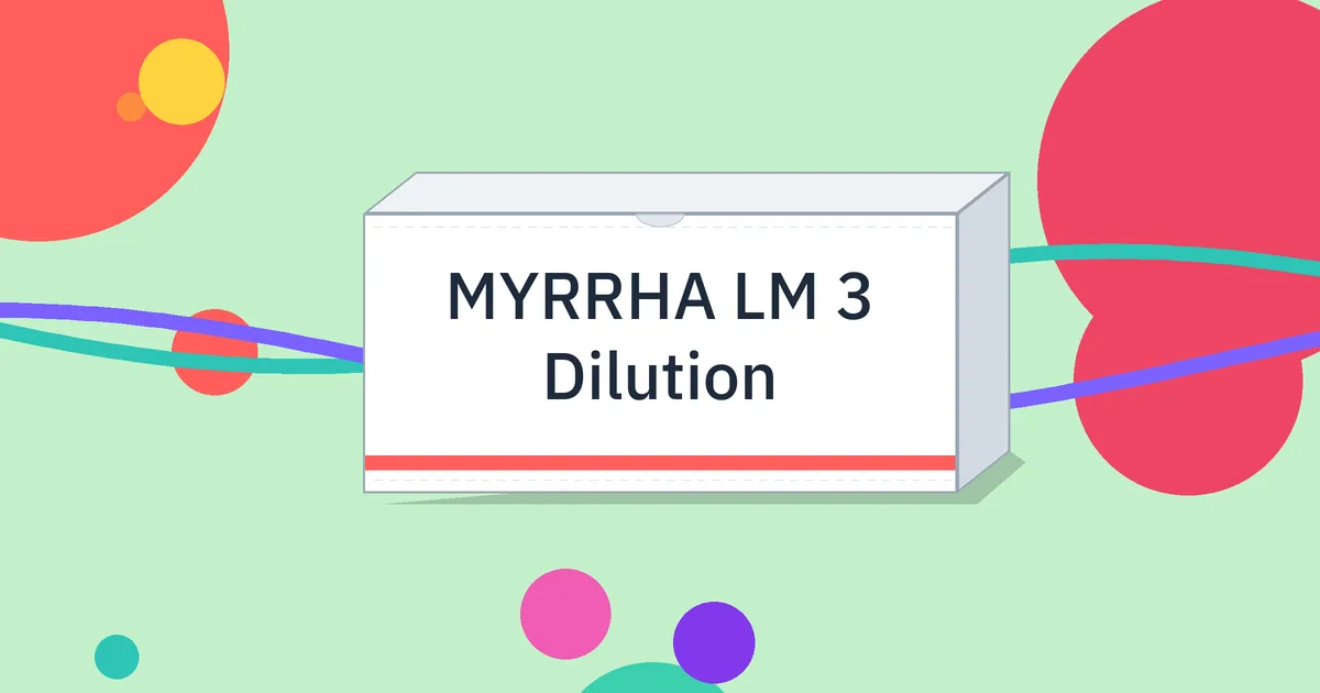 Symbolbild: Packung mit der Aufschrift MYRRHA LM 3 Dilution (PZN 12957476) – Verfügbarkeit und Bezug in Apotheken in Frankfurt am Main