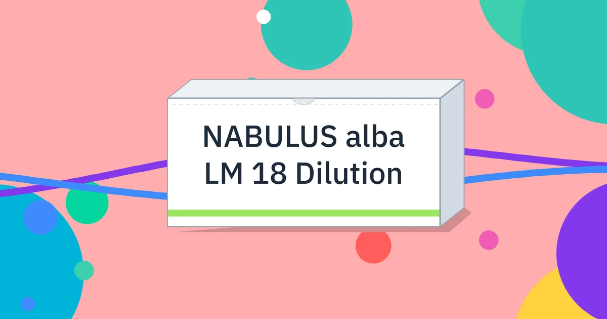 Symbolbild: Packung mit der Aufschrift NABULUS alba LM 18 Dilution (PZN 13615430) – Verfügbarkeit und Bezug in Apotheken in Frankfurt am Main