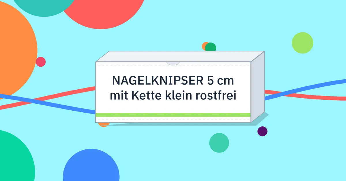 Symbolbild: Packung mit der Aufschrift NAGELKNIPSER 5 cm mit Kette klein rostfrei (PZN 10961255) – Verfügbarkeit und Bezug in Apotheken in Frankfurt am Main
