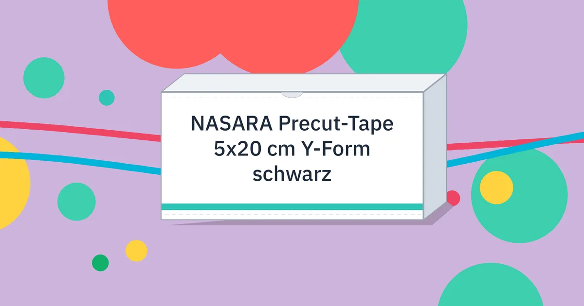 Symbolbild: Packung mit der Aufschrift NASARA Precut-Tape 5x20 cm Y-Form schwarz (PZN 10315532) – Verfügbarkeit und Bezug in Apotheken in Frankfurt am Main
