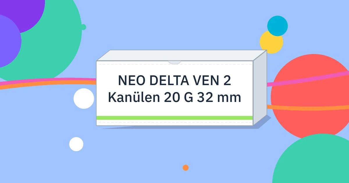 Symbolbild: Packung mit der Aufschrift NEO DELTA VEN 2 Kanülen 20 G 32 mm (PZN 07758148) – Verfügbarkeit und Bezug in Apotheken in Frankfurt am Main