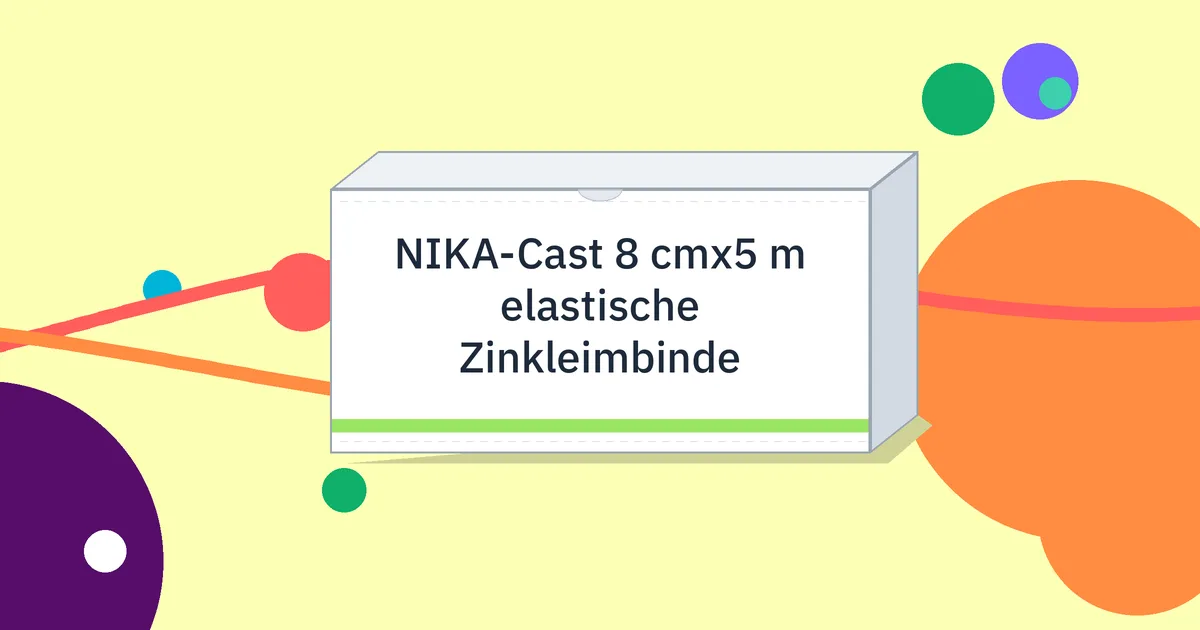 Symbolbild: Packung mit der Aufschrift NIKA-Cast 8 cmx5 m elastische Zinkleimbinde (PZN 18063343) – Verfügbarkeit und Bezug in Apotheken in Frankfurt am Main