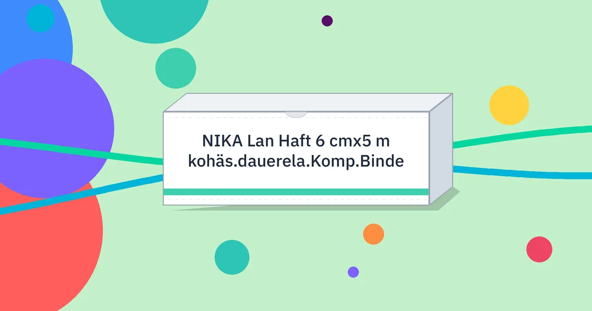Symbolbild: Packung mit der Aufschrift NIKA Lan Haft 6 cmx5 m kohäs.dauerela.Komp.Binde (PZN 18171386) – Verfügbarkeit und Bezug in Apotheken in Frankfurt am Main