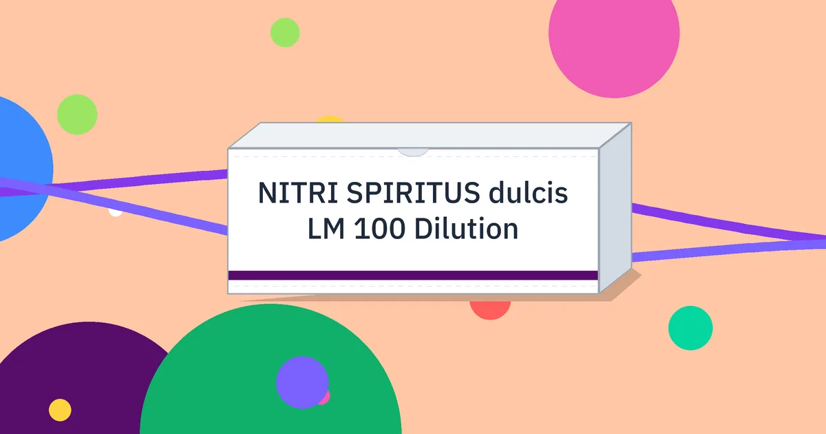 Symbolbild: Packung mit der Aufschrift NITRI SPIRITUS dulcis LM 100 Dilution (PZN 13619882) – Verfügbarkeit und Bezug in Apotheken in Frankfurt am Main