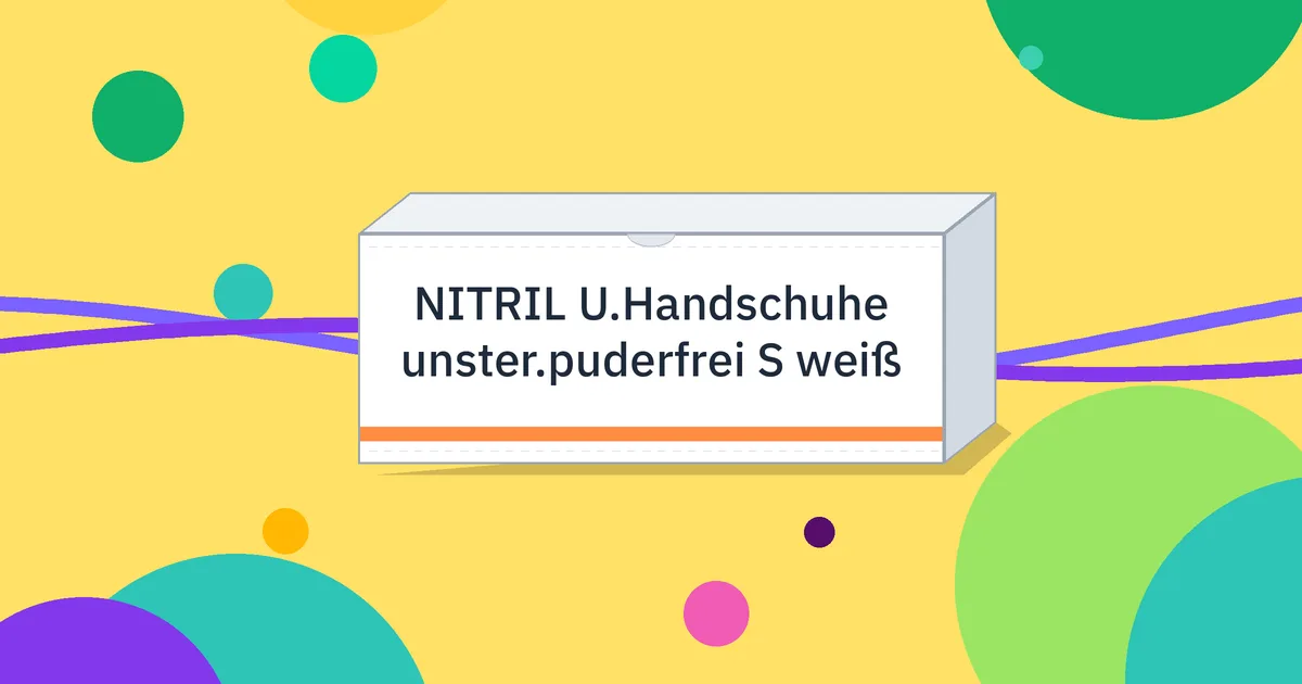 Symbolbild: Packung mit der Aufschrift NITRIL U.Handschuhe unster.puderfrei S weiß (PZN 10761852) – Verfügbarkeit und Bezug in Apotheken in Frankfurt am Main