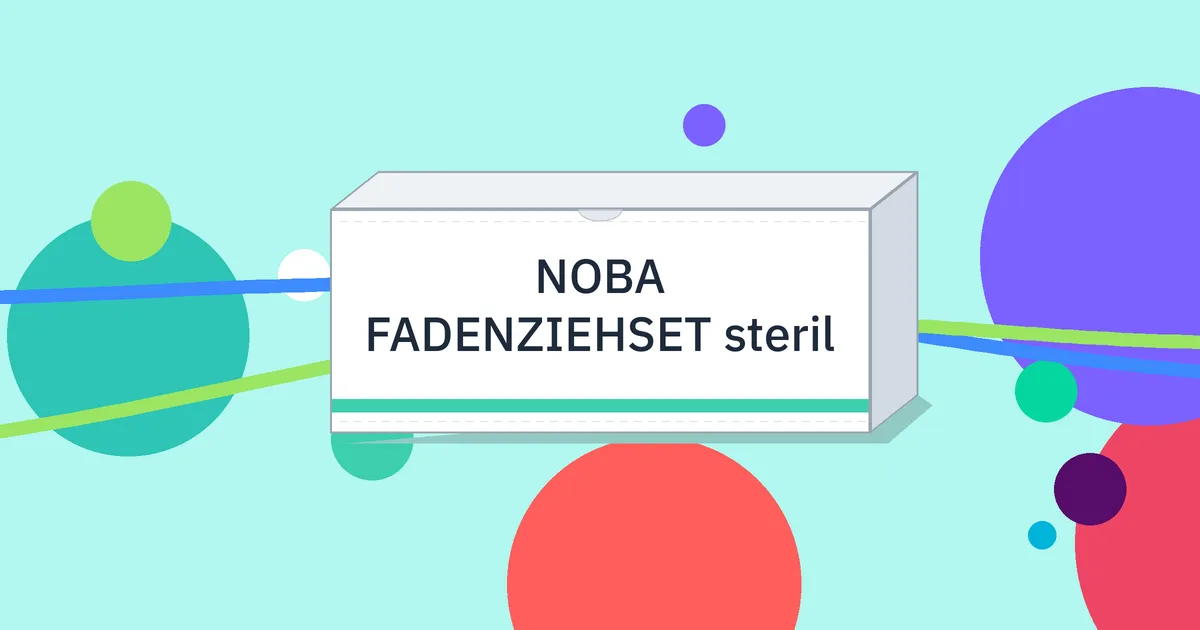 Symbolbild: Packung mit der Aufschrift NOBA FADENZIEHSET steril (PZN 03437944) – Verfügbarkeit und Bezug in Apotheken in Frankfurt am Main