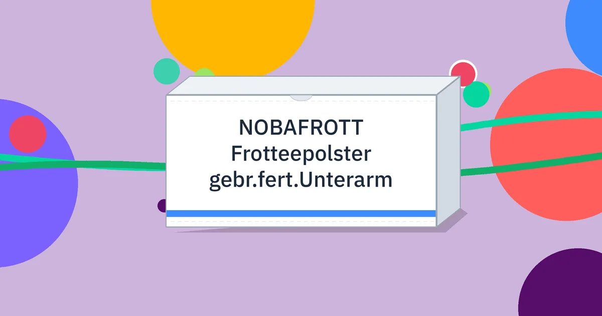 Symbolbild: Packung mit der Aufschrift NOBAFROTT Frotteepolster gebr.fert.Unterarm (PZN 07384771) – Verfügbarkeit und Bezug in Apotheken in Frankfurt am Main