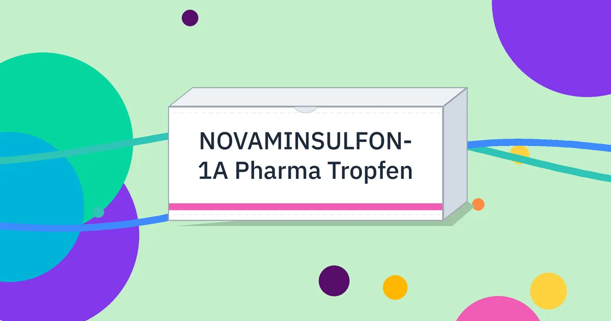 Symbolbild: Packung mit der Aufschrift NOVAMINSULFON-1A Pharma Tropfen (PZN 07387918) – Verfügbarkeit und Bezug in Apotheken in Frankfurt am Main