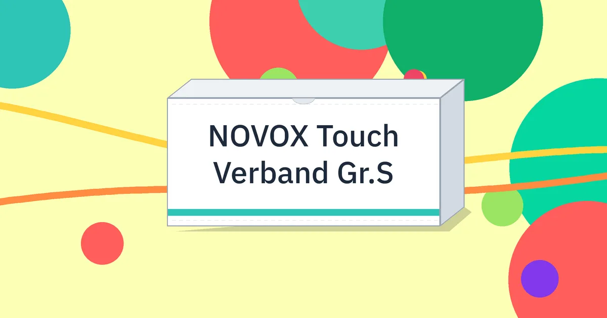 Symbolbild: Packung mit der Aufschrift NOVOX Touch Verband Gr.S (PZN 18650537) – Verfügbarkeit und Bezug in Apotheken in Frankfurt am Main