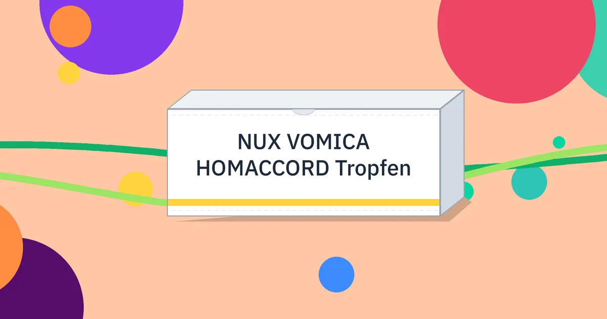 Symbolbild: Packung mit der Aufschrift NUX VOMICA HOMACCORD Tropfen (PZN 00736014) – Verfügbarkeit und Bezug in Apotheken in Frankfurt am Main