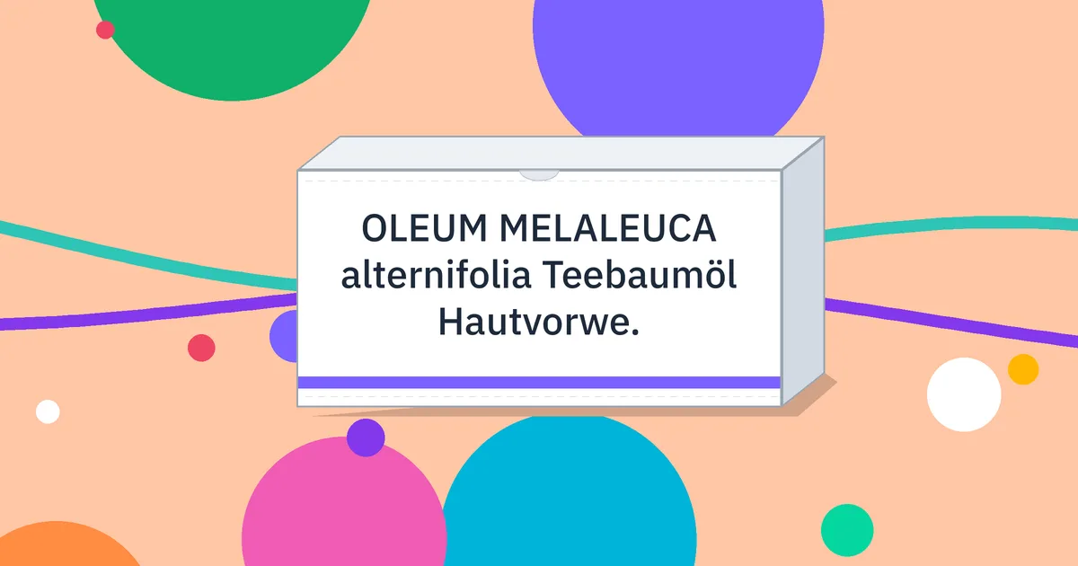 Symbolbild: Packung mit der Aufschrift OLEUM MELALEUCA alternifolia Teebaumöl Hautvorwe. (PZN 07549344) – Verfügbarkeit und Bezug in Apotheken in Frankfurt am Main