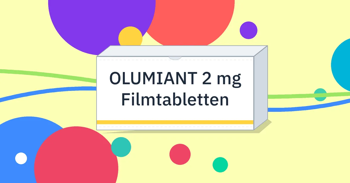 Symbolbild: Packung mit der Aufschrift OLUMIANT 2 mg Filmtabletten (PZN 15204263) – Verfügbarkeit und Bezug in Apotheken in Frankfurt am Main