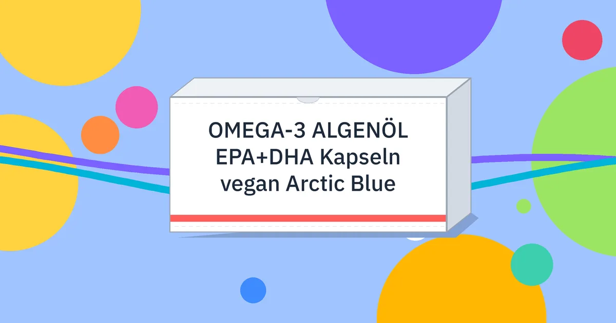 Symbolbild: Packung mit der Aufschrift OMEGA-3 ALGENÖL EPA+DHA Kapseln vegan Arctic Blue (PZN 16797584) – Verfügbarkeit und Bezug in Apotheken in Frankfurt am Main
