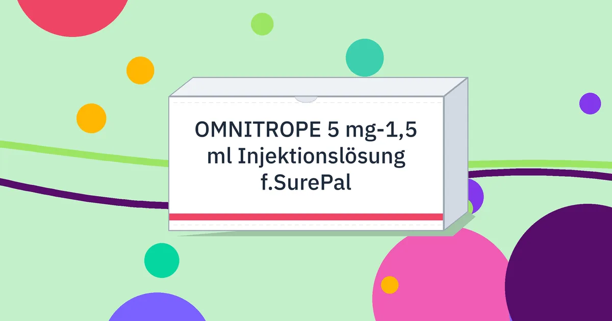 Symbolbild: Packung mit der Aufschrift OMNITROPE 5 mg-1,5 ml Injektionslösung f.SurePal (PZN 19711442) – Verfügbarkeit und Bezug in Apotheken in Frankfurt am Main