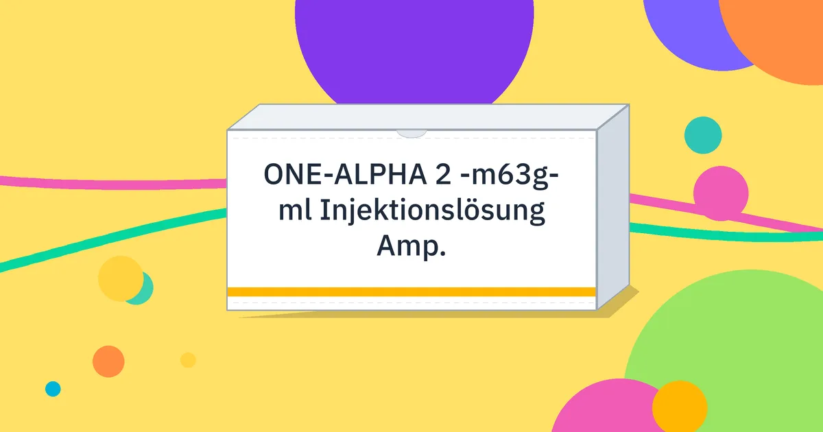 Symbolbild: Packung mit der Aufschrift ONE-ALPHA 2 -m63g-ml Injektionslösung Amp. (PZN 15783143) – Verfügbarkeit und Bezug in Apotheken in Frankfurt am Main