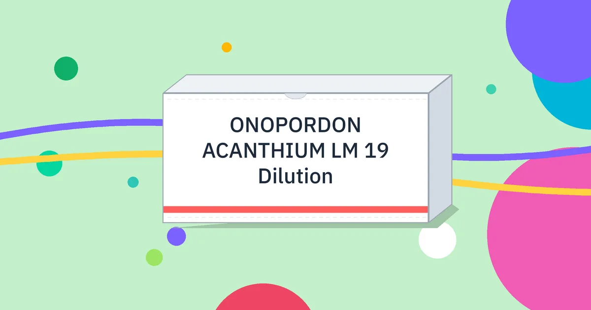 Symbolbild: Packung mit der Aufschrift ONOPORDON ACANTHIUM LM 19 Dilution (PZN 13626238) – Verfügbarkeit und Bezug in Apotheken in Frankfurt am Main