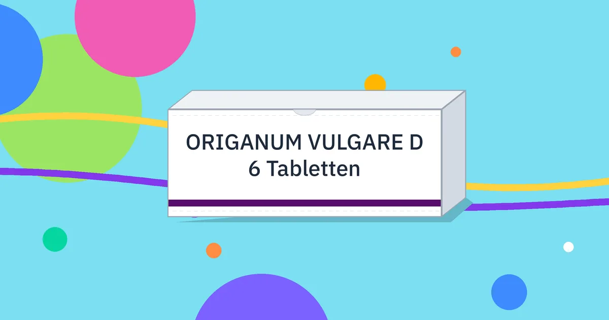 Symbolbild: Packung mit der Aufschrift ORIGANUM VULGARE D 6 Tabletten (PZN 04230435) – Verfügbarkeit und Bezug in Apotheken in Frankfurt am Main