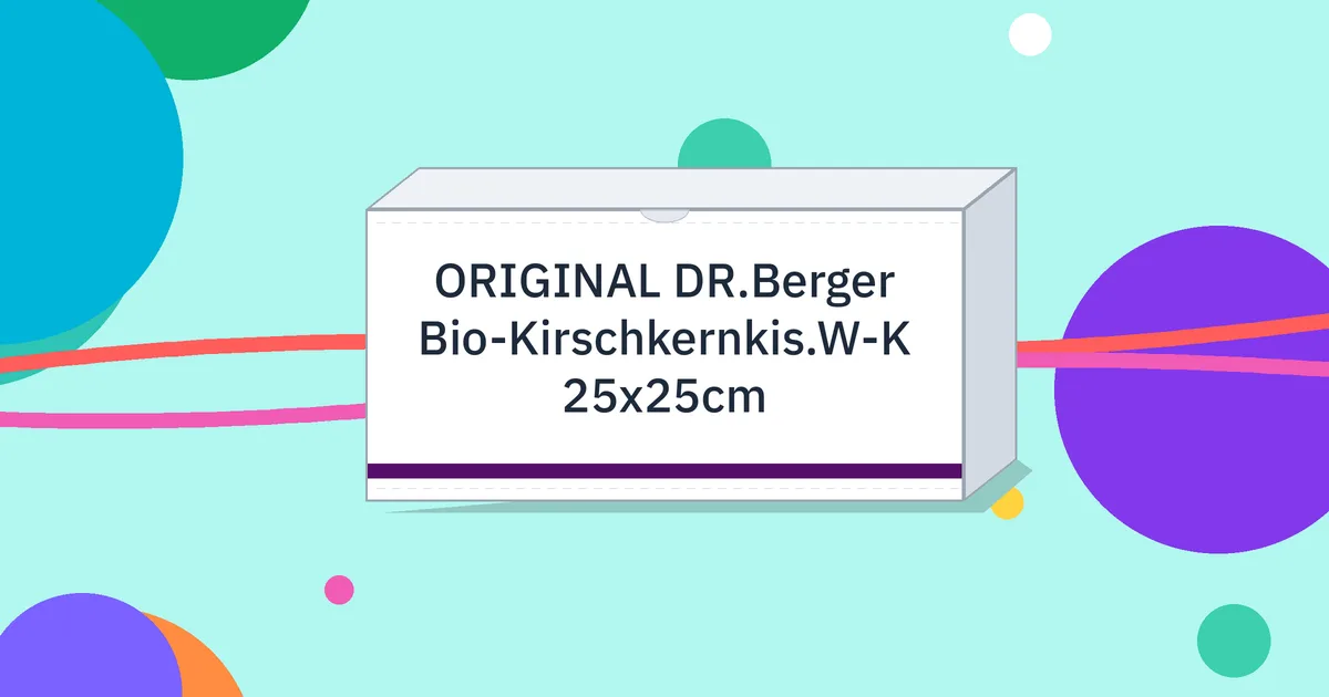 Symbolbild: Packung mit der Aufschrift ORIGINAL DR.Berger Bio-Kirschkernkis.W-K 25x25cm (PZN 11864985) – Verfügbarkeit und Bezug in Apotheken in Frankfurt am Main