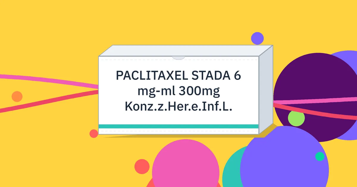 Symbolbild: Packung mit der Aufschrift PACLITAXEL STADA 6 mg-ml 300mg Konz.z.Her.e.Inf.L. (PZN 15817646) – Verfügbarkeit und Bezug in Apotheken in Frankfurt am Main