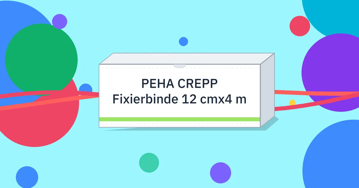 Symbolbild: Packung mit der Aufschrift PEHA CREPP Fixierbinde 12 cmx4 m (PZN 13745658) – Verfügbarkeit und Bezug in Apotheken in Frankfurt am Main
