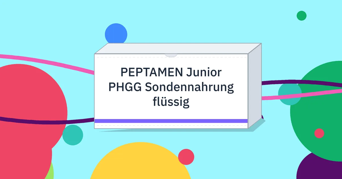Symbolbild: Packung mit der Aufschrift PEPTAMEN Junior PHGG Sondennahrung flüssig (PZN 19427422) – Verfügbarkeit und Bezug in Apotheken in Frankfurt am Main