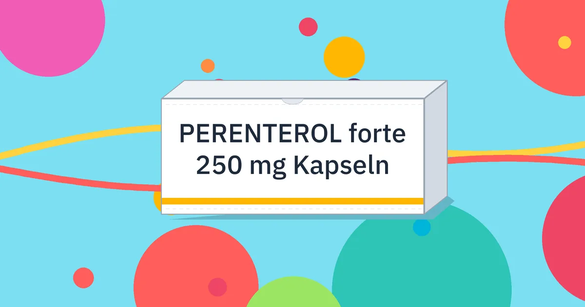 Symbolbild: Packung mit der Aufschrift PERENTEROL forte 250 mg Kapseln (PZN 04796875) – Verfügbarkeit und Bezug in Apotheken in Frankfurt am Main